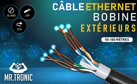 Mr Tronic 100m Câble de Réseau Ethernet D utilisation Extérieure