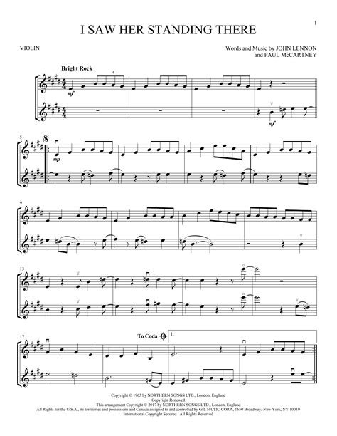 I Saw Her Standing There By The Beatles Sheet Music For Violin Duet At