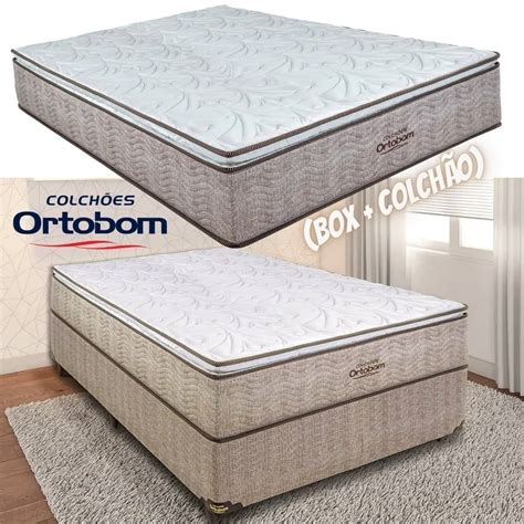 Cama Box Casal Box Colchão Ortobom de Mola 61cm de Altura New