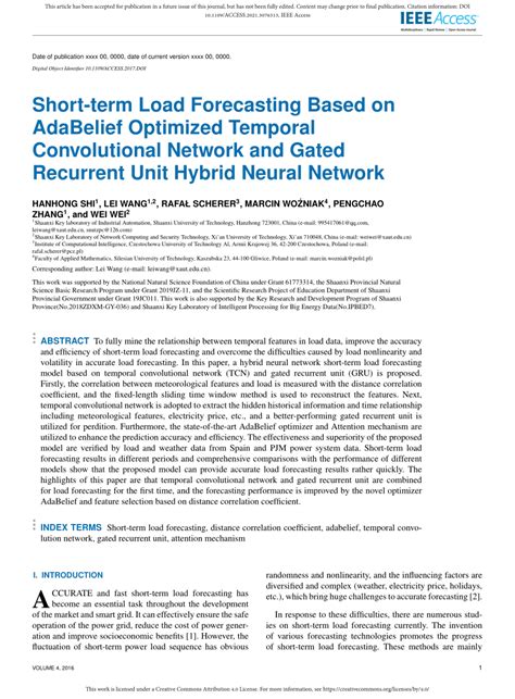 pdf short term load forecasting based on adabelief optimized temporal convolutional network