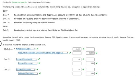 Solved Entries For Notes Receivable Including Year End Chegg
