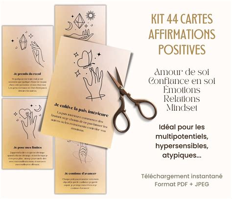 Carte affirmations positives en français à imprimer Tableau de