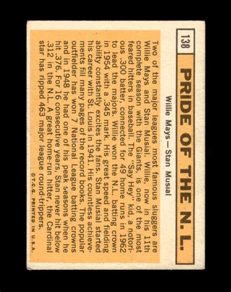 Topps Set Break Willie Mays S Musial Low Grade Crease