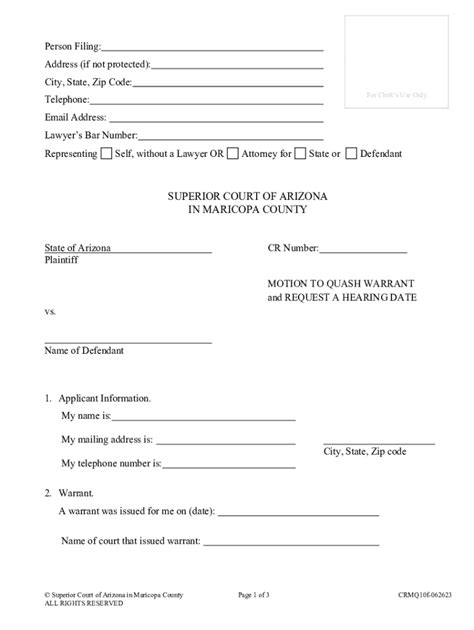 Fillable Online Superiorcourt Maricopa Motion To Quash CRMQ11f Motion