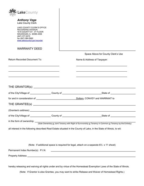 Free Printable Warranty Deed Form Templates PDF Word