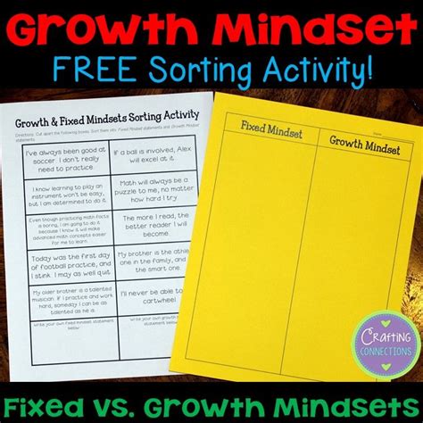 Growth Vs Fixed Mindsets A FREE Sorting Activity Growth Mindset