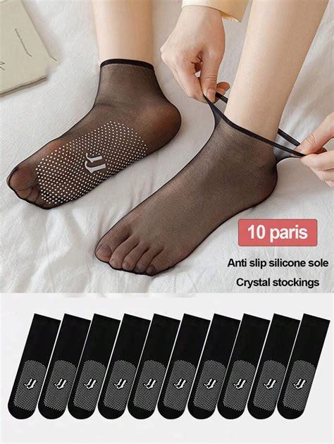 10 Par Pack Calcetines Transparentes De Puntos De Gel De Silicona