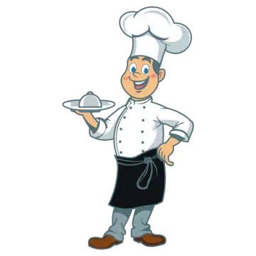 A Cartoon Chef Holding A Silver Platter