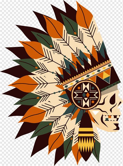 Indio americano tribal sombrero cráneo pluma png PNGWing
