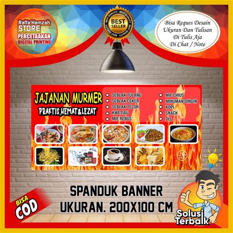 Jual Spanduk Banner Kedai Jajanan Size 200x100cm Shopee Indonesia