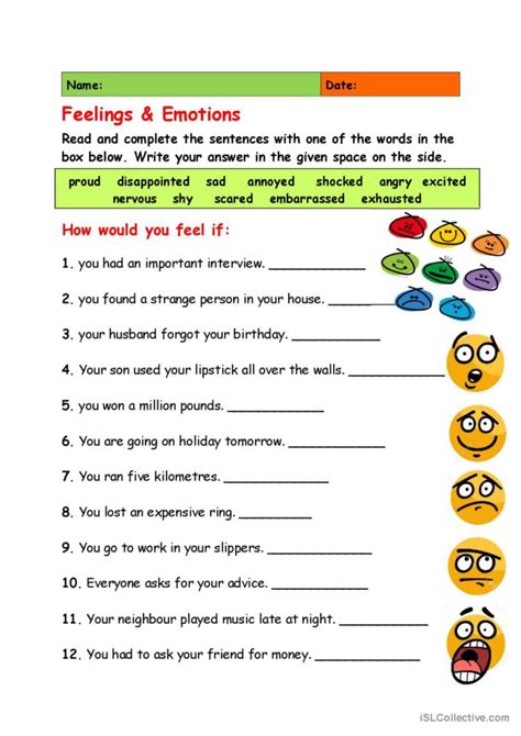 Feeling Emotions English ESL Worksheets Pdf Doc