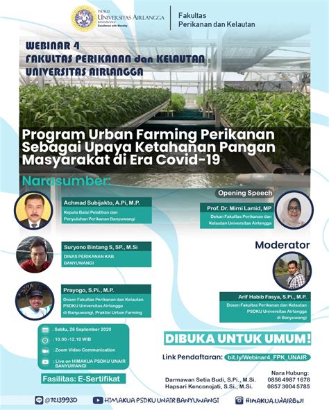 WEBINAR 4 FPK UNAIR PROGRAM URBAN FARMING PERIKANAN SEBAGAI UPAYA