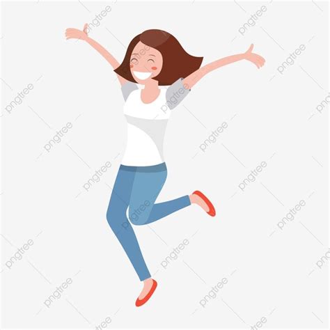 A Woman Jumping In The Air With Her Arms Outstretched