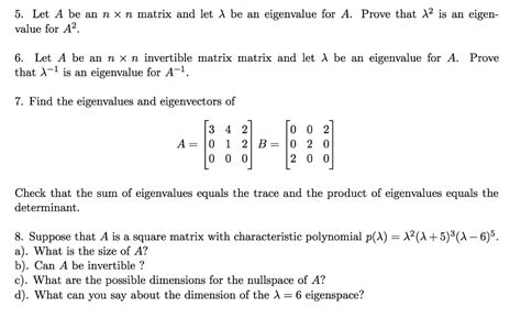 solved let a be an n times n matrix and let lambda be an