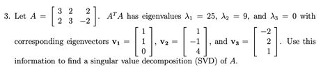 solved 3 let a [32232−2]⋅ata has eigenvalues λ1 25 λ2 9
