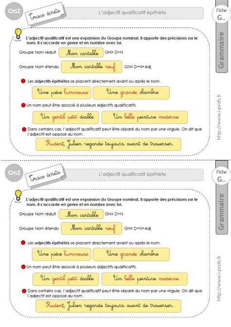 CM2 LECON L adjectif épithète