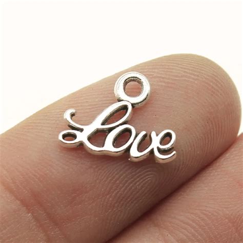 WYSIWYG 20pcs 13x10mm Antike Silber Farbe Liebe Wort Charme Kleine Wort
