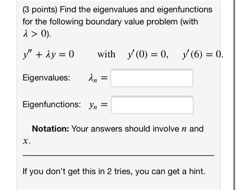 solved 3 points find the eigenvalues and eigenfunctions