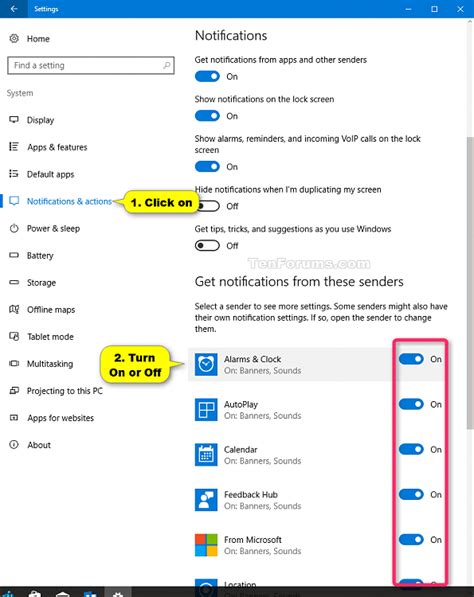 Turn On Or Off Notifications From Apps And Senders In Windows