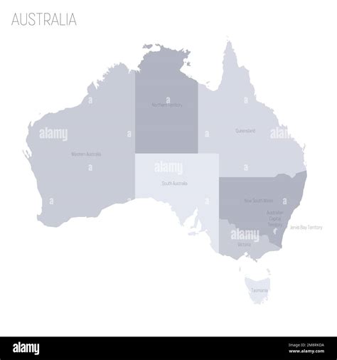 Australia Mapa político de las divisiones administrativas estados y