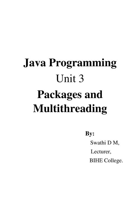 java unit 3 notes final java programming unit 3 packages and multithreading by swathi d m