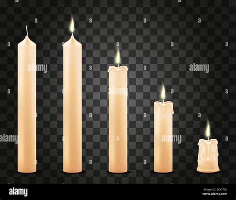 Burning Wax Candle Vector Illustration Isolated On Transparent