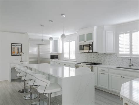 Sleek Kitchens With Waterfall Islands Chairish Blog All White