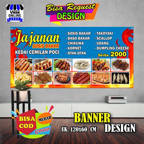 Spanduk Banner Jajanan Sosis Bakar Seafood Bakar Bebakaran Keren