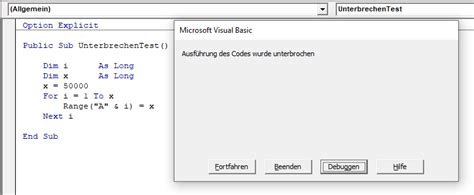 Excel VBA Makro Pausieren Break Stop Und Fortsetzen Automate Excel
