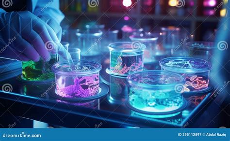 A Microbiology Lab With Scientists Examining Petri Dishes Filled With