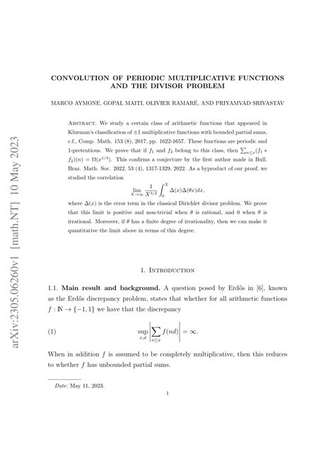 pdf convolution of periodic multiplicative functions and the divisor