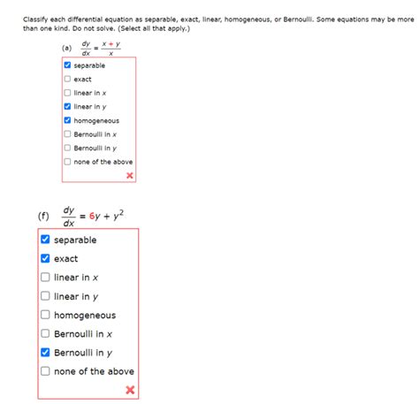 solved classify each differential equation as separable