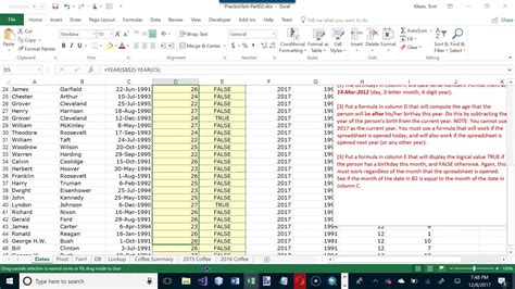 excel 2016 practice test file 2 video 1 of 2 youtube
