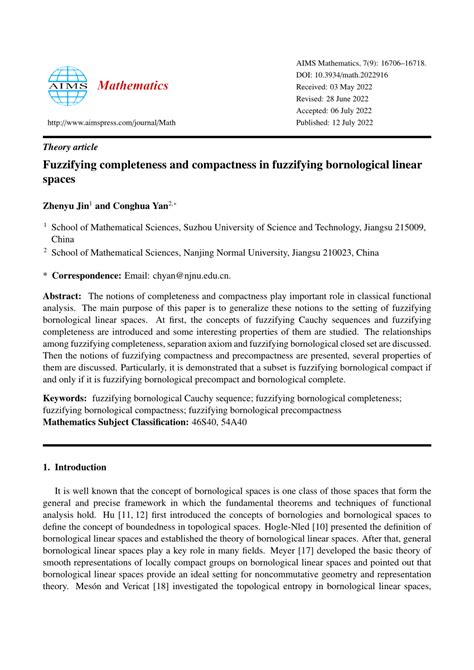 pdf fuzzifying completeness and compactness in fuzzifying bornological linear spaces