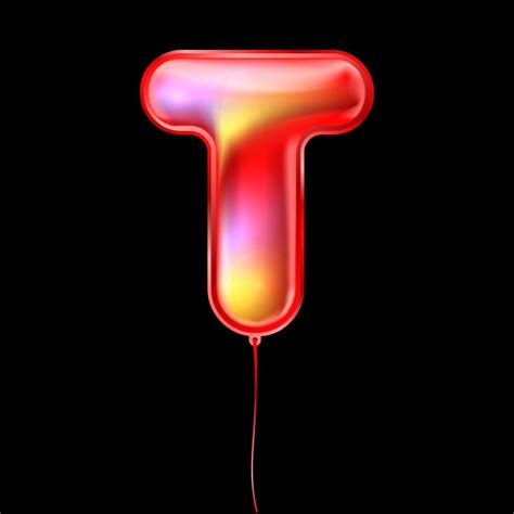 Red Metallic Balloon Inflated Alphabet Symbol T 12699396 Vector Art At
