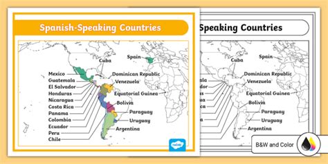 Spanish Speaking Countries And Capitals Map