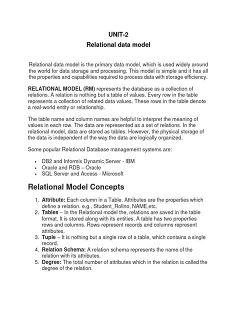 unit 2 pdf relational database relational model