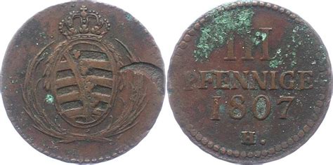 Sachsen Albertinische Linie Pfennig H Friedrich August I