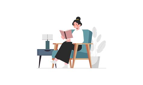 Woman Reading Book Concept Illustration 7146982 Vector Art At Vecteezy