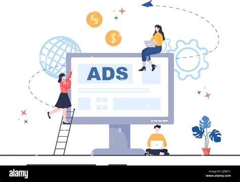 Advertising Or ADS Vector Illustration For Mobile Social Media