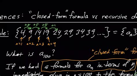 sequences closed form formula vs recursively defined youtube