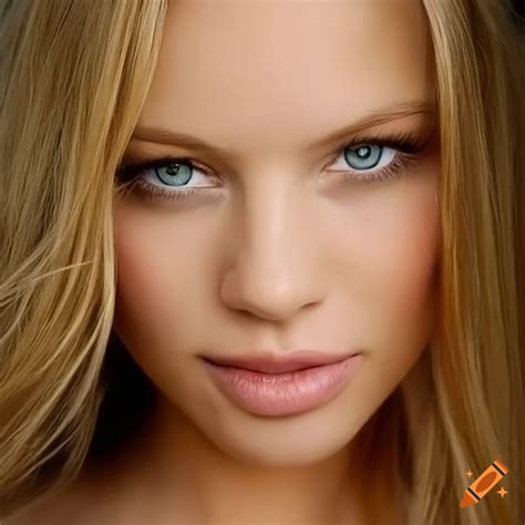Beautiful Nordic Woman With Green Eyes And Blonde Hair Smiling On Craiyon