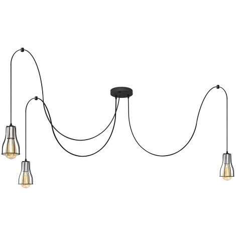 Hängeleuchte an Schnur TUBE 3xE27 10W 230V schwarz Chrom Beleuchtung de