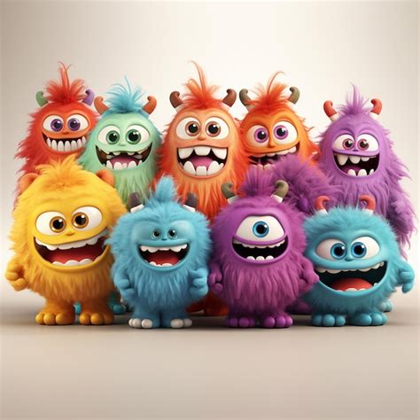 Premium Photo A 10 Monster Cartoon Characters On White Background