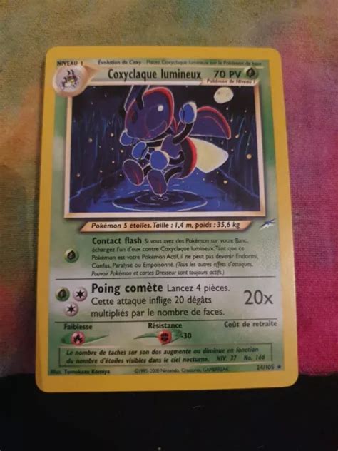 CARTE POKÉMON COXYCLAQUE LUMINEUX 24 105 Rare NEO DESTINY Wizards FR