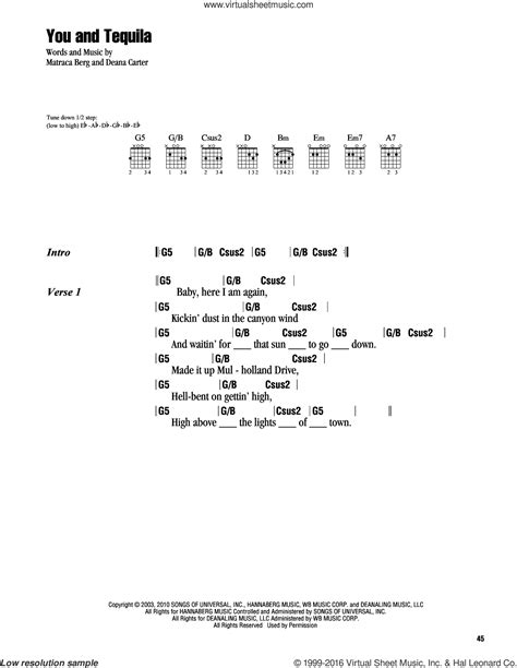 You And Tequila Guitar Chords