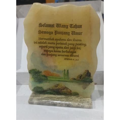Jual Pajangan Batu Marmer Tebal Selamat Ulang Tahun Efesus 6 2 3