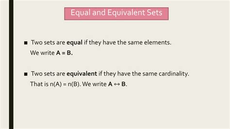 identifying universal equal and equivalent sets