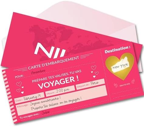 Carte à gratter voyage surprise Billet avion personnalisable Cadeau