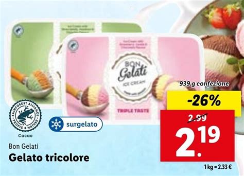 Bon Gelati Gelato Tricolore 939 G Confezione Offerta Di Lidl